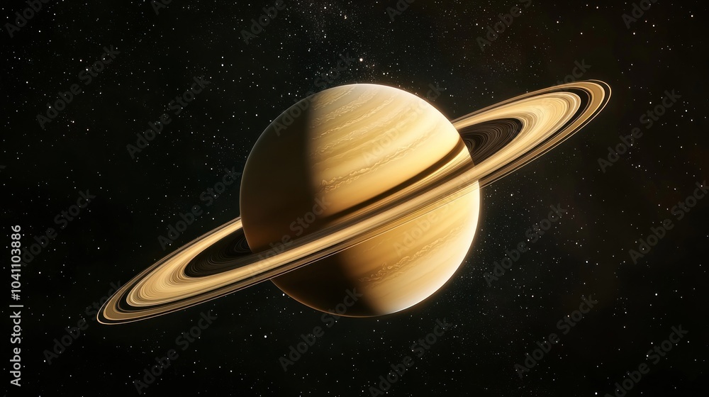 The majestic Saturn with its iconic rings, captured in a wide view from ...