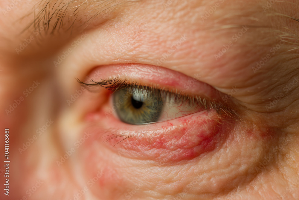 Human Eye with Conjunctivitis extreme close up. Closeup irritated ...