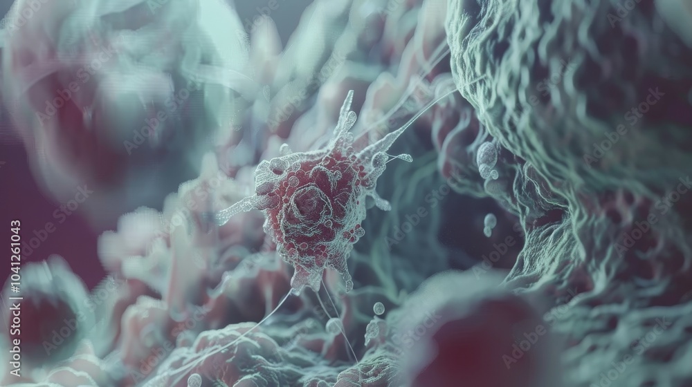 Microscopic view of a cell undergoing apoptosis, nucleus shrinking and ...