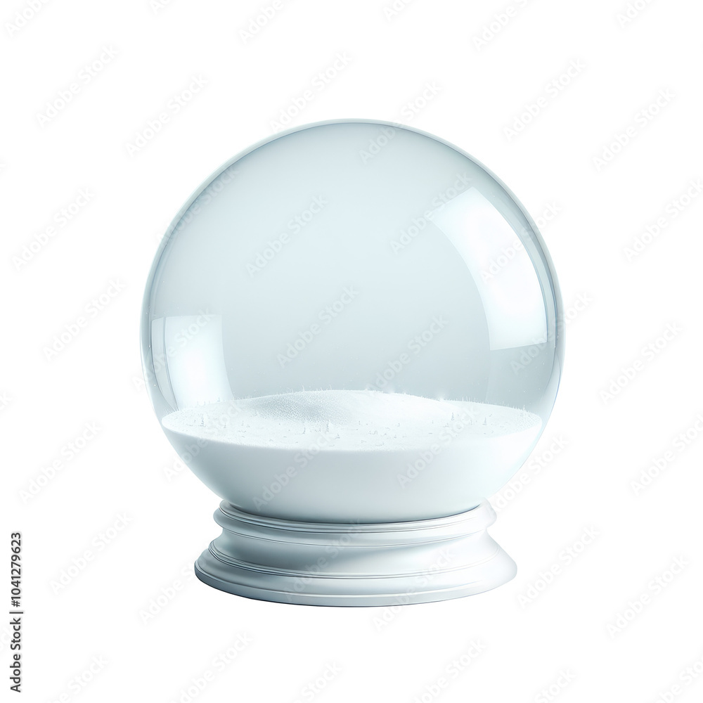 Glass Christmas snow globe with snow. Crystal ball on transparent ...