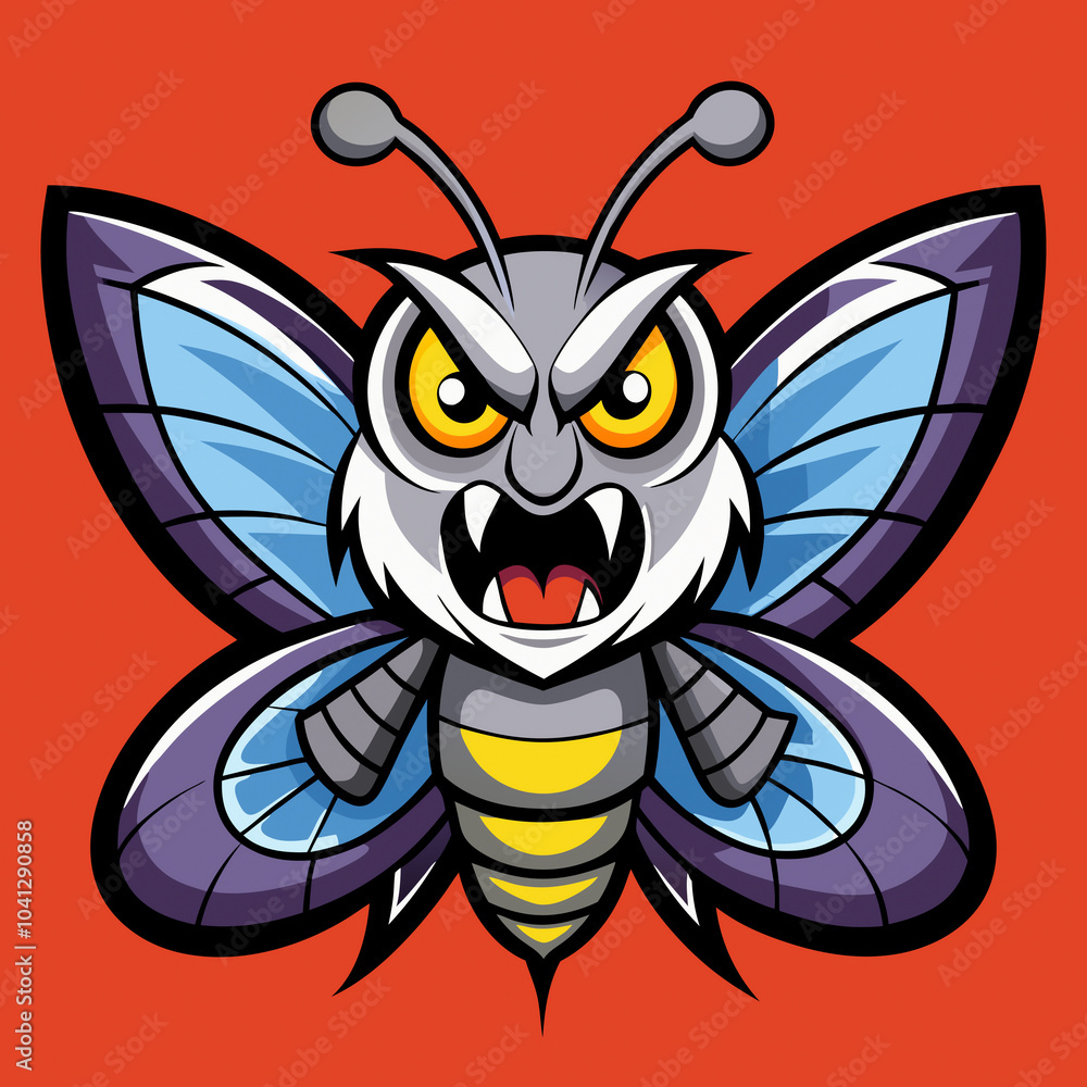 Cartoon Angry Butterfly Mascot Illustration – Perfect for Children’s Books, Posters, and Graphic ...