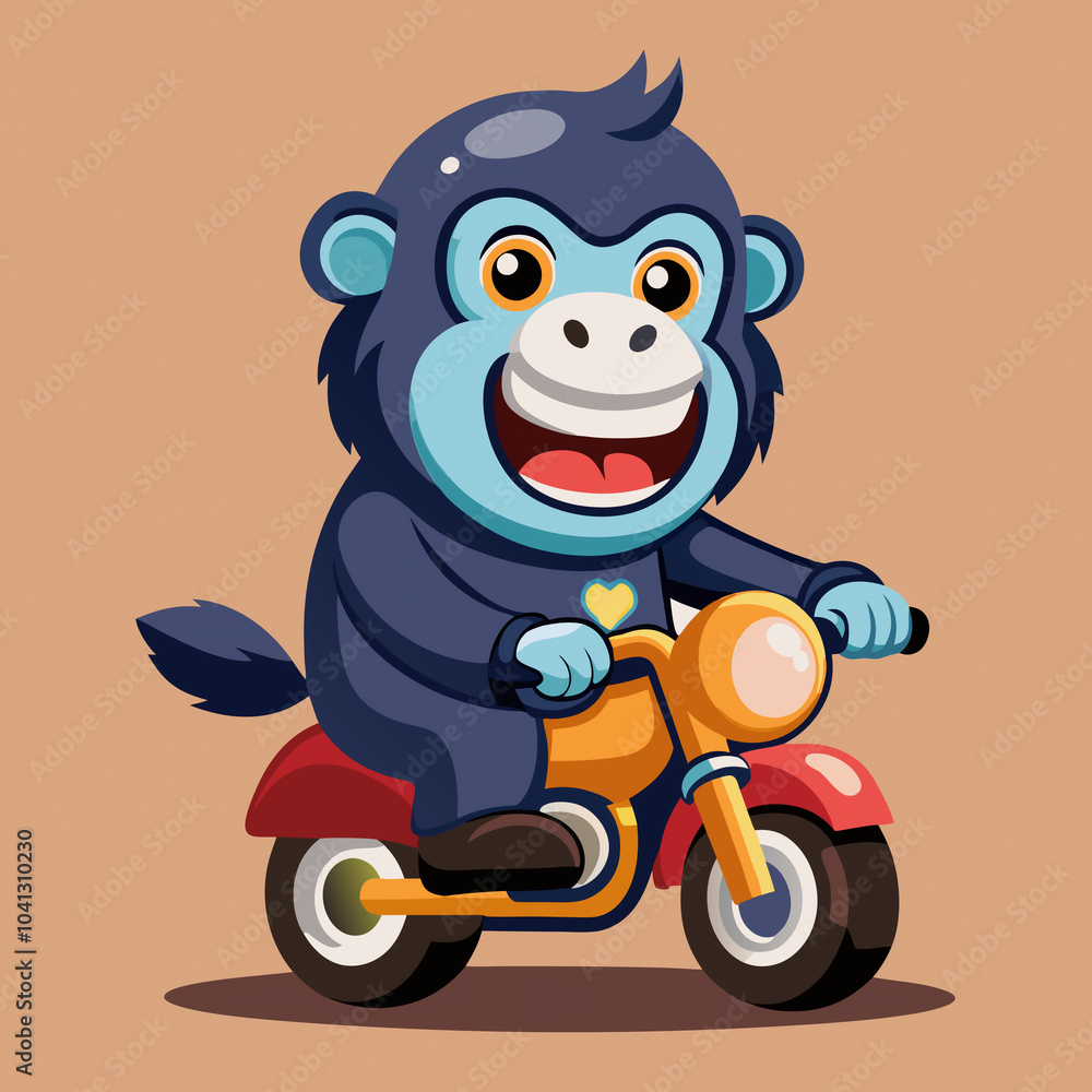 Adorable Gorilla Monkey Riding Motorcycle 2D Character for Custom Logos ...
