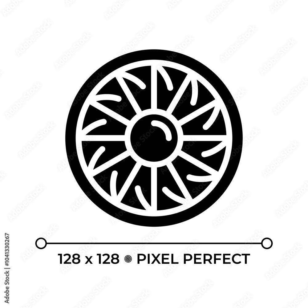 Aircraft engine turbine black glyph icon. Fan blades. Jet propulsion ...