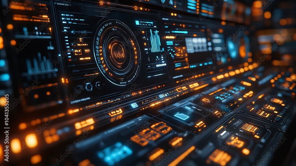 Hightech interface showcasing data analytics digital charts planning ...