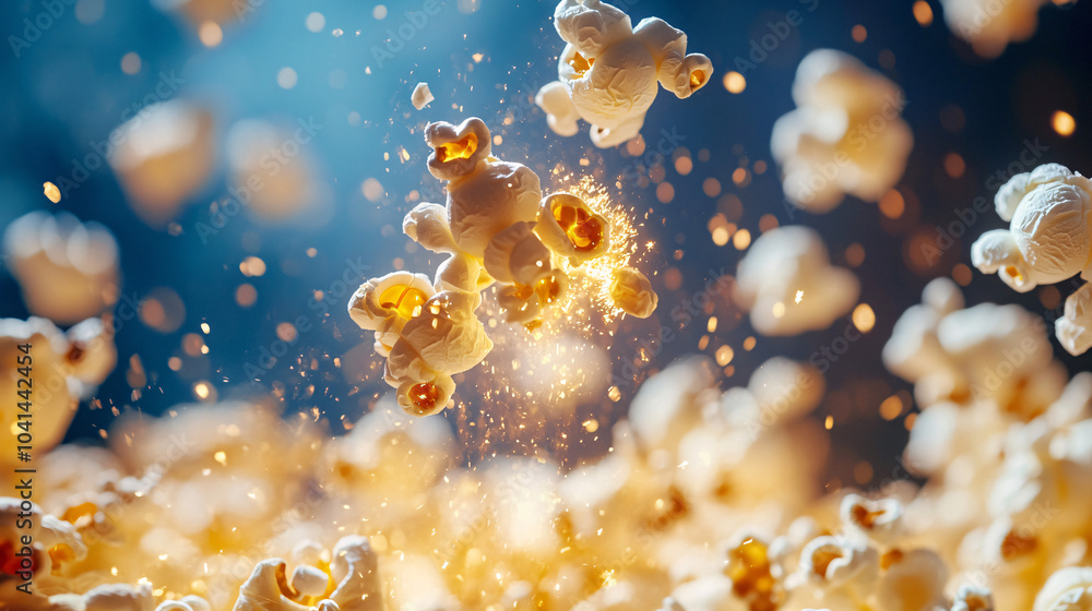Popcorn Kernels Exploding in Mid-Air, Creating a Firework-Like Display ...