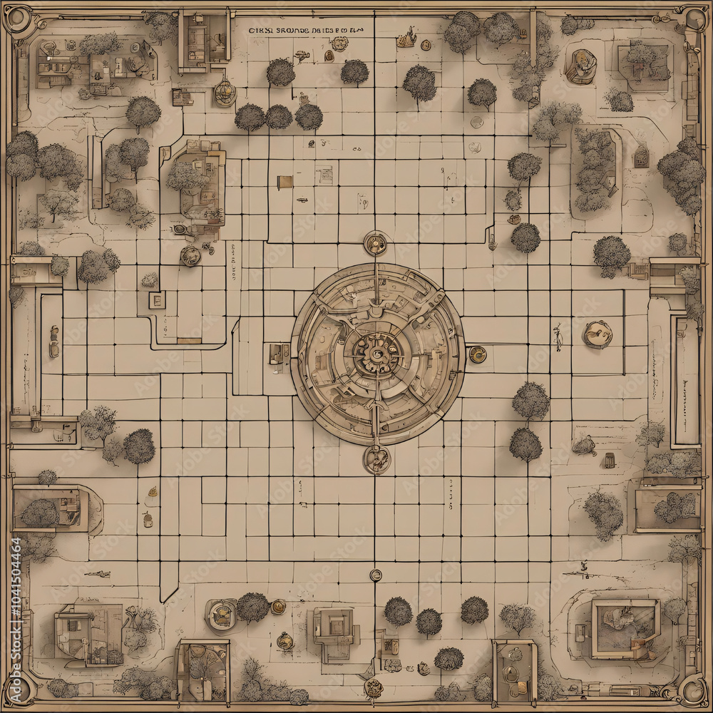 DnD battlemap : the garden, detailed garden map showcasing a ...