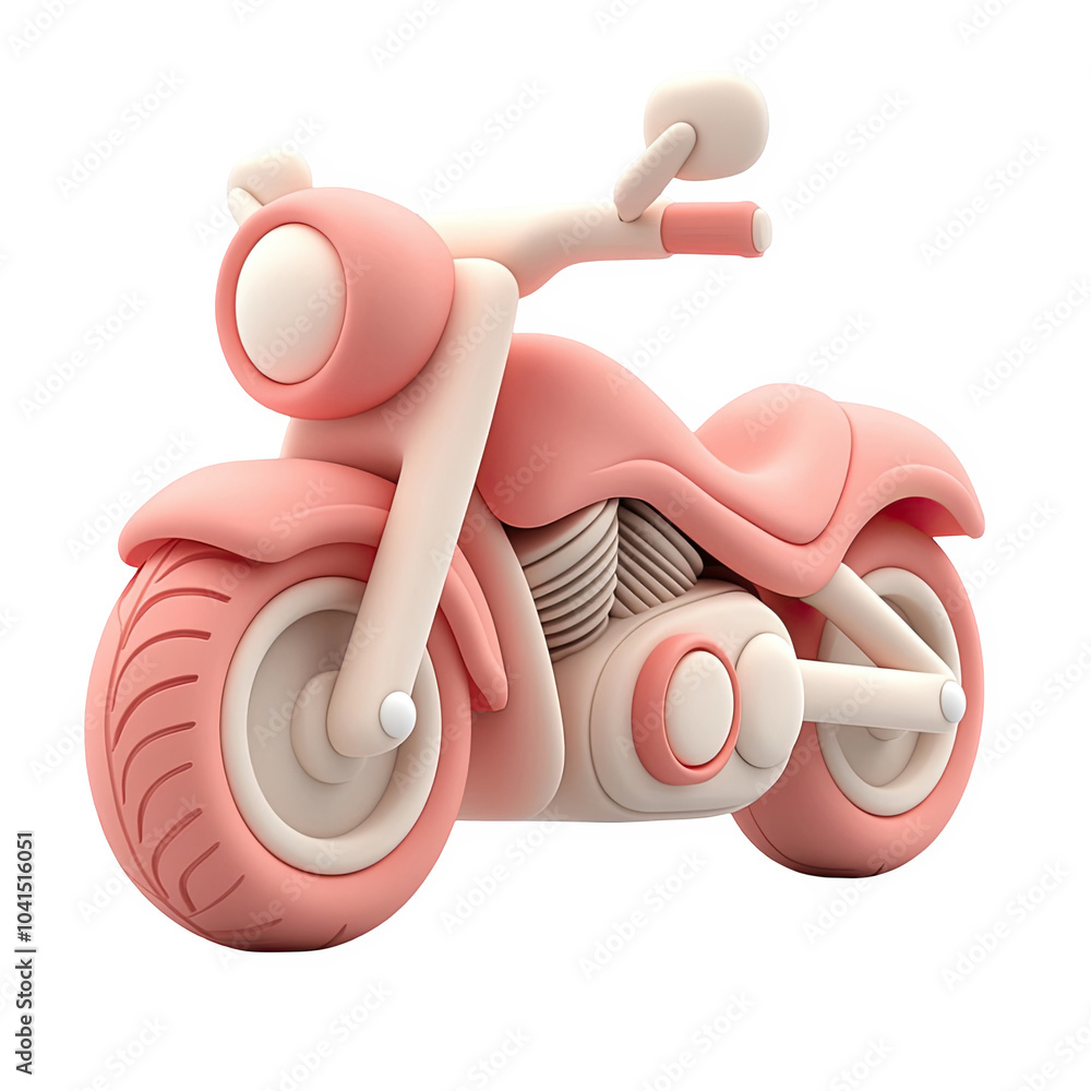 Pastel red motorcycle 3d icon PNG, cartoon style minimal on transparent ...