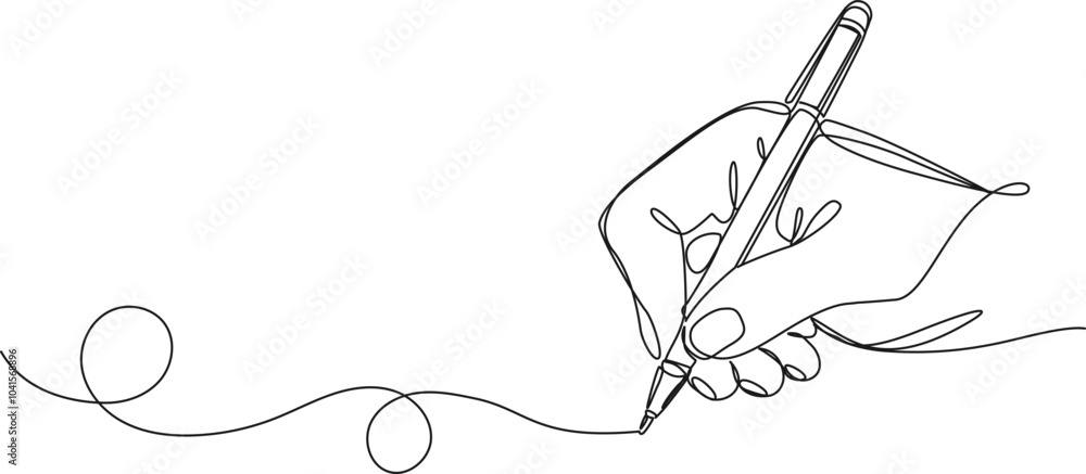 Vetor continuous single line drawing of hand writing or drawing with ...