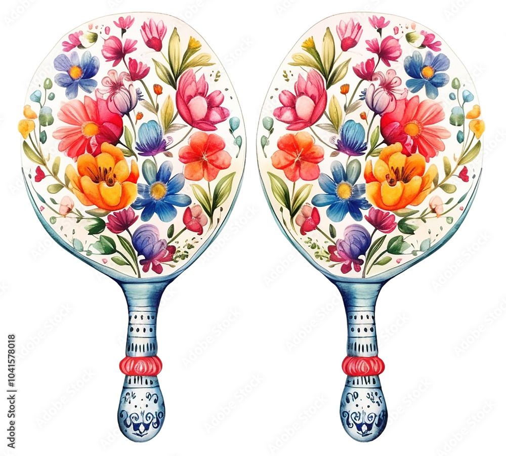 Watercolor illustration png clipart illustration of mexican maracas ...