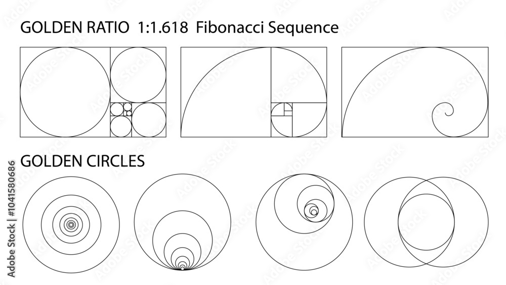 Golden ratio 1:1.618. Harmony proportions vector template. Editable stroke. Ratio used in design ...