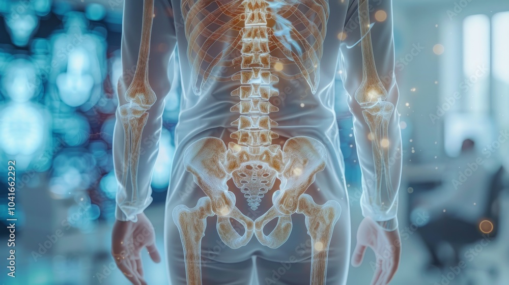 The doctor studies and analyzes the x-ray of the pelvis with pain and ...