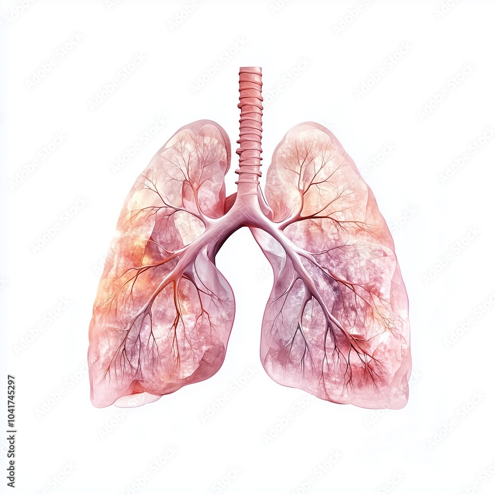 A 3D anatomical representation of human lungs in a detailed and ...