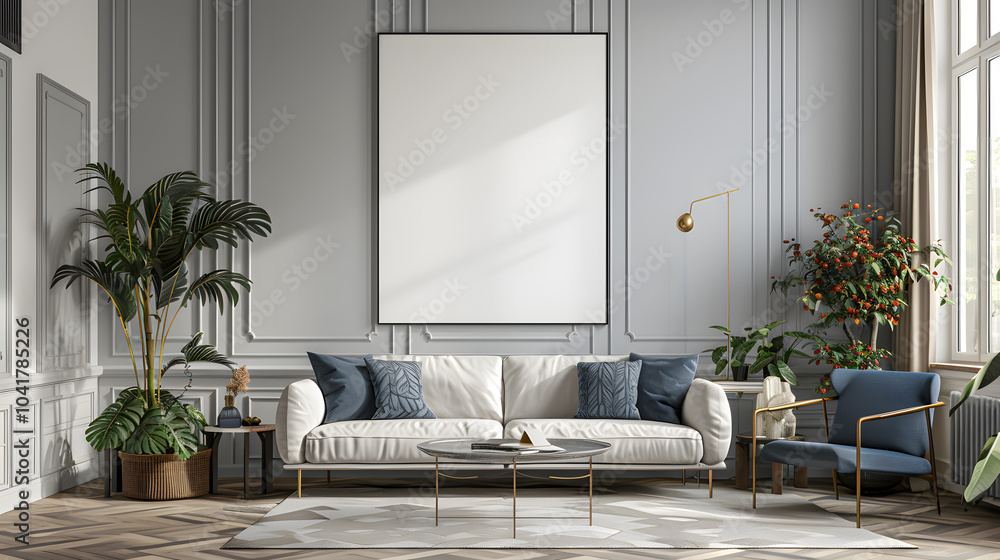 Modern Interior Design Frame Mockup - ISO A Paper Size Poster in Living ...