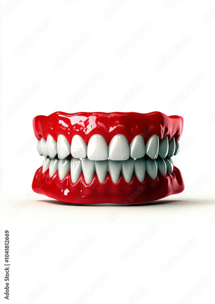 This whimsical tooth model features bright red gums and shiny white ...