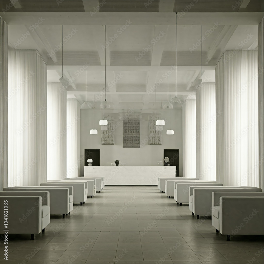 corridor with columns and windows. interior of modern luxury vintage ...