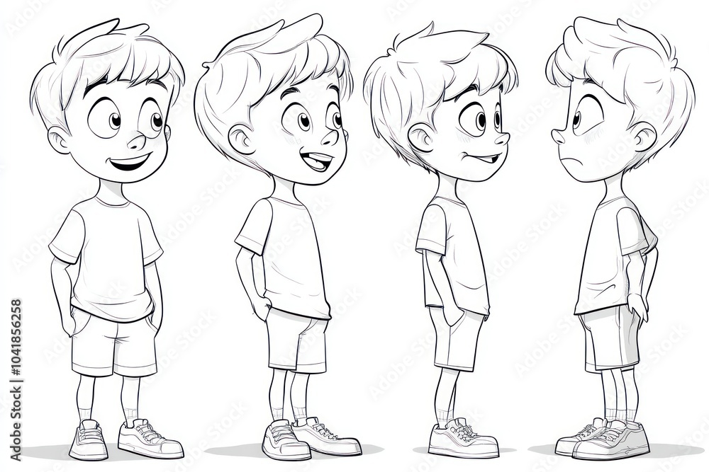 children's coloring book page, male caucasian 5 year old child ...