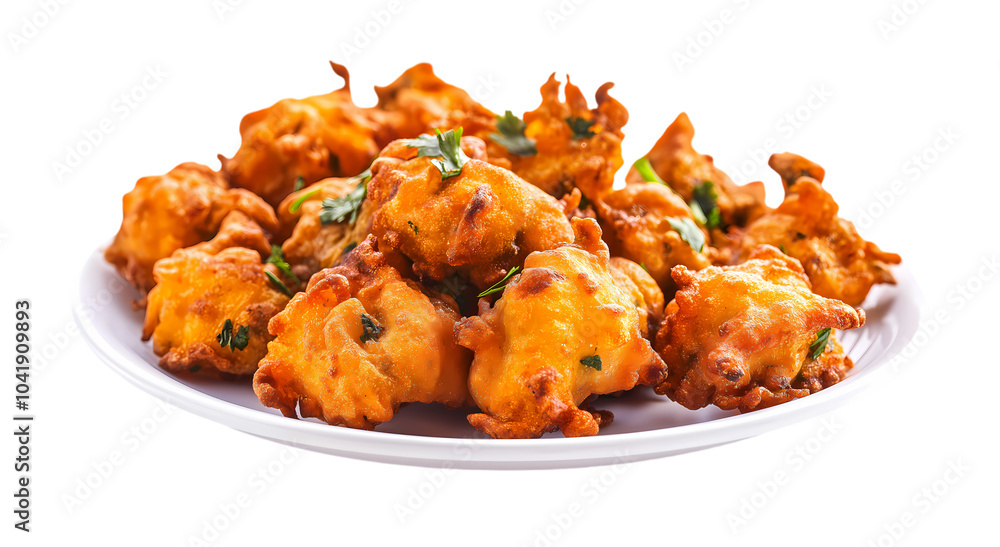 Spicy Pakora Snack on Plate isolated on transparent background. PNG ...