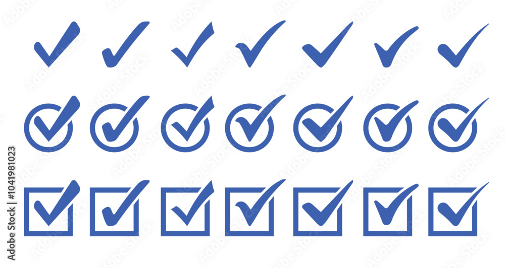 Check or tick icons set. Check symbol isolated bundle. set of black ...