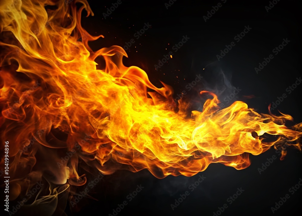 Realistic Fire Flames on Black Background - High-Quality Visual for ...
