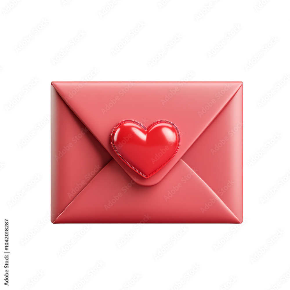 3D love letter emoji with a heart seal on the envelope isolated on a ...