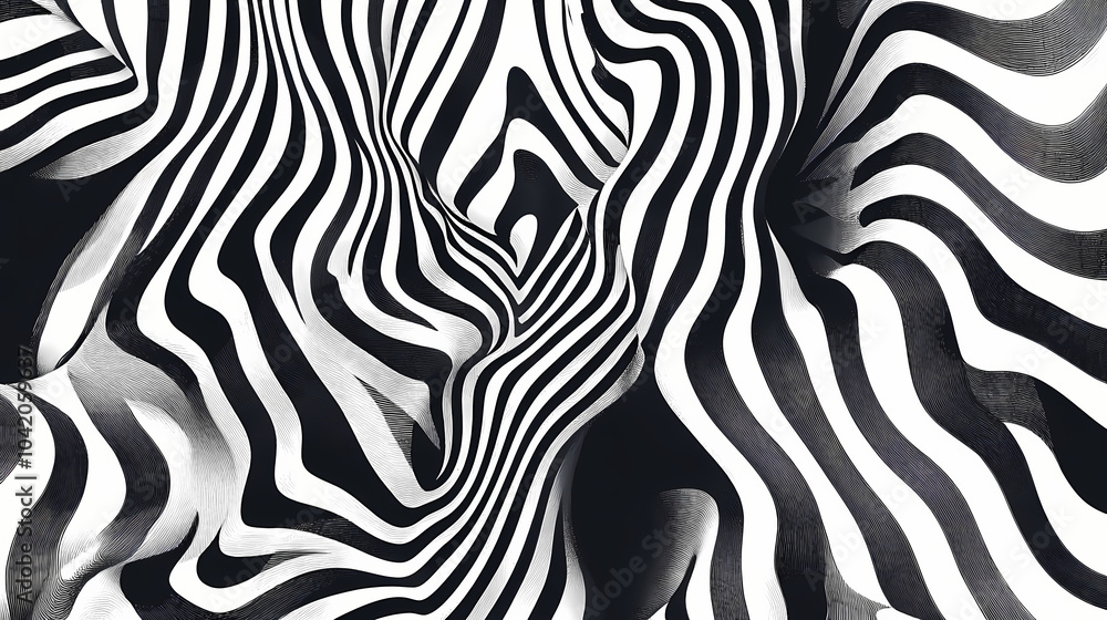 Line art illustration featuring unique op art repeating patterns ...