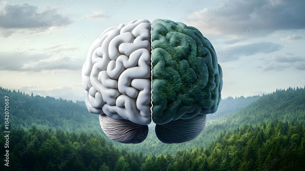 A human brain split in half, one side logical, the other side creative ...