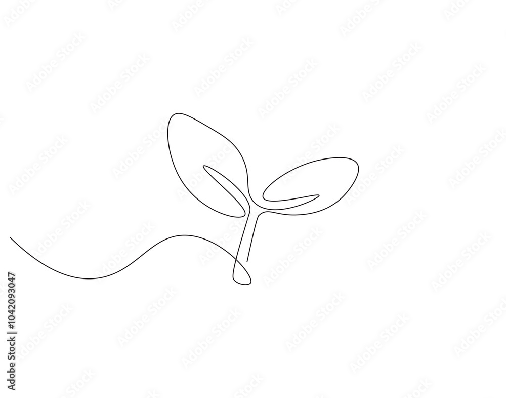 Continuous one line drawing of plant. One line drawing illustration of ...