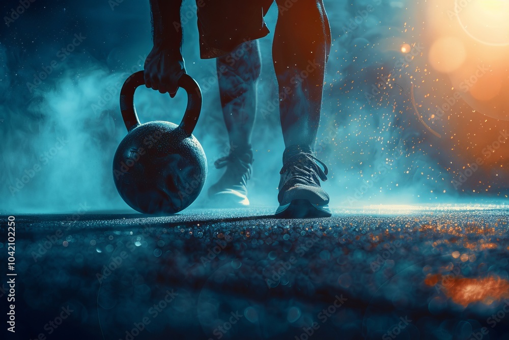 Kettlebell swings.Powerlifting.Kettlebell.Weight lifting.Bodybuilding.A ...