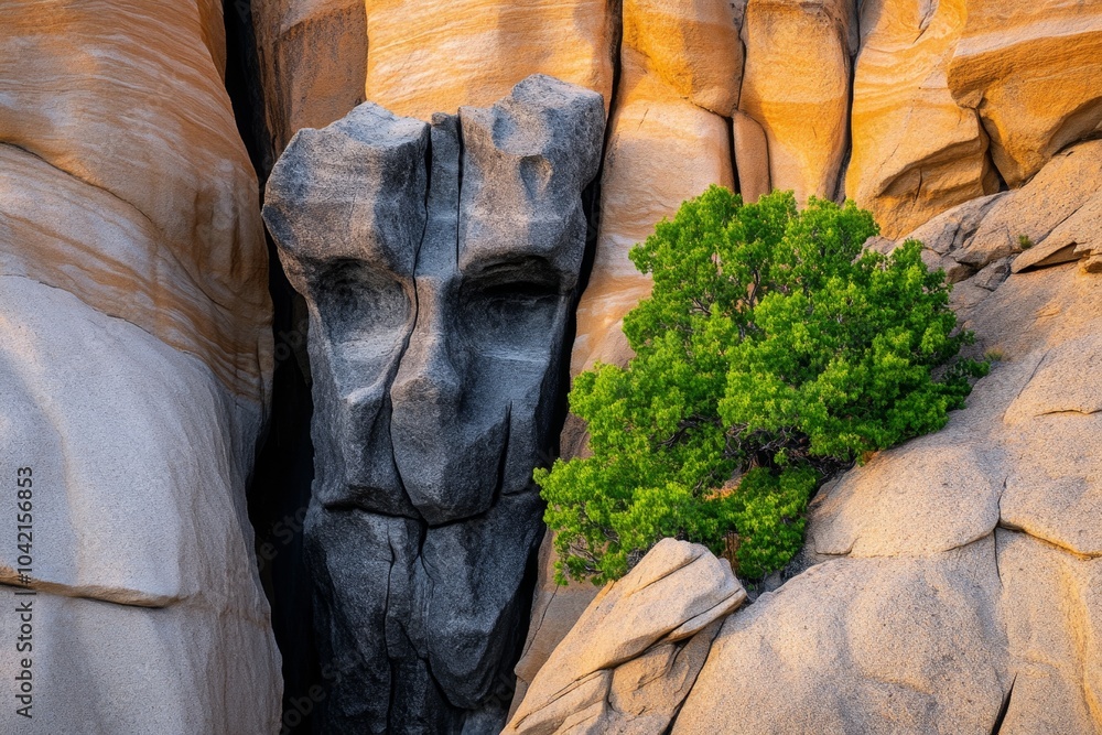Hyper-realistic close-up of Monte Fitz Royâ€™s craggy granite face ...