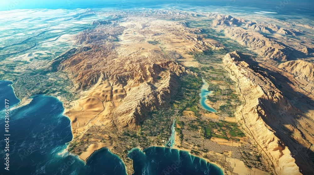 A detailed map of Israel and Palestine with highlighted natural ...