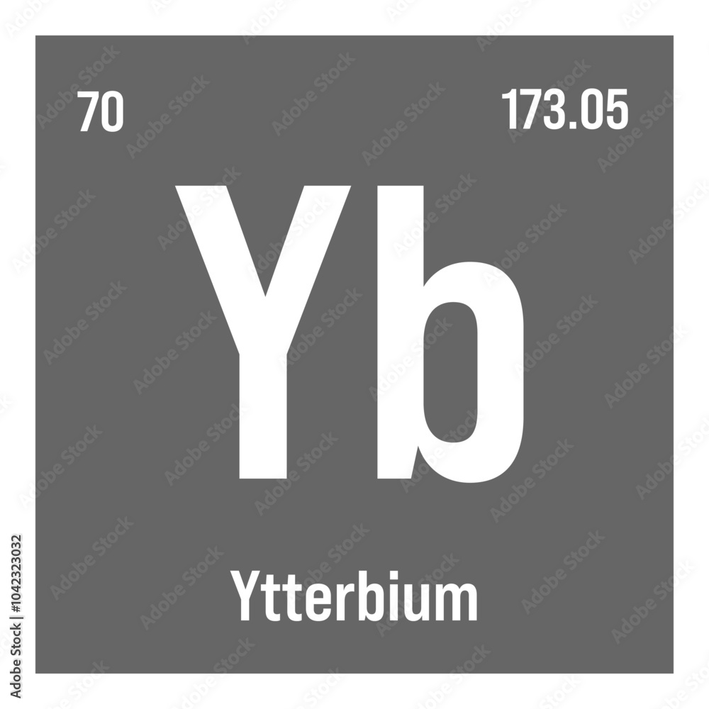 Ytterbium, Yb, periodic table element with name, symbol, atomic number ...