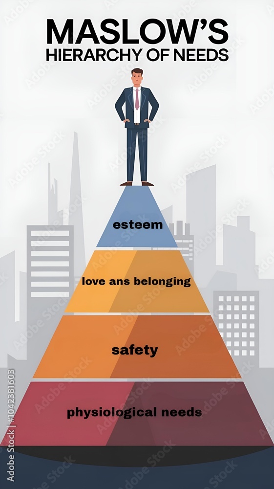 Maslow's Hierarchy of Needs represented as a pyramid diagram with a ...