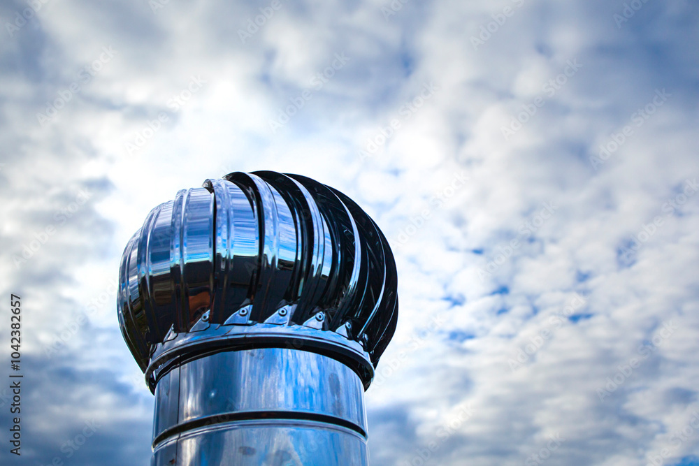 stainless steel deflector on the roof of the building, connected to the ...