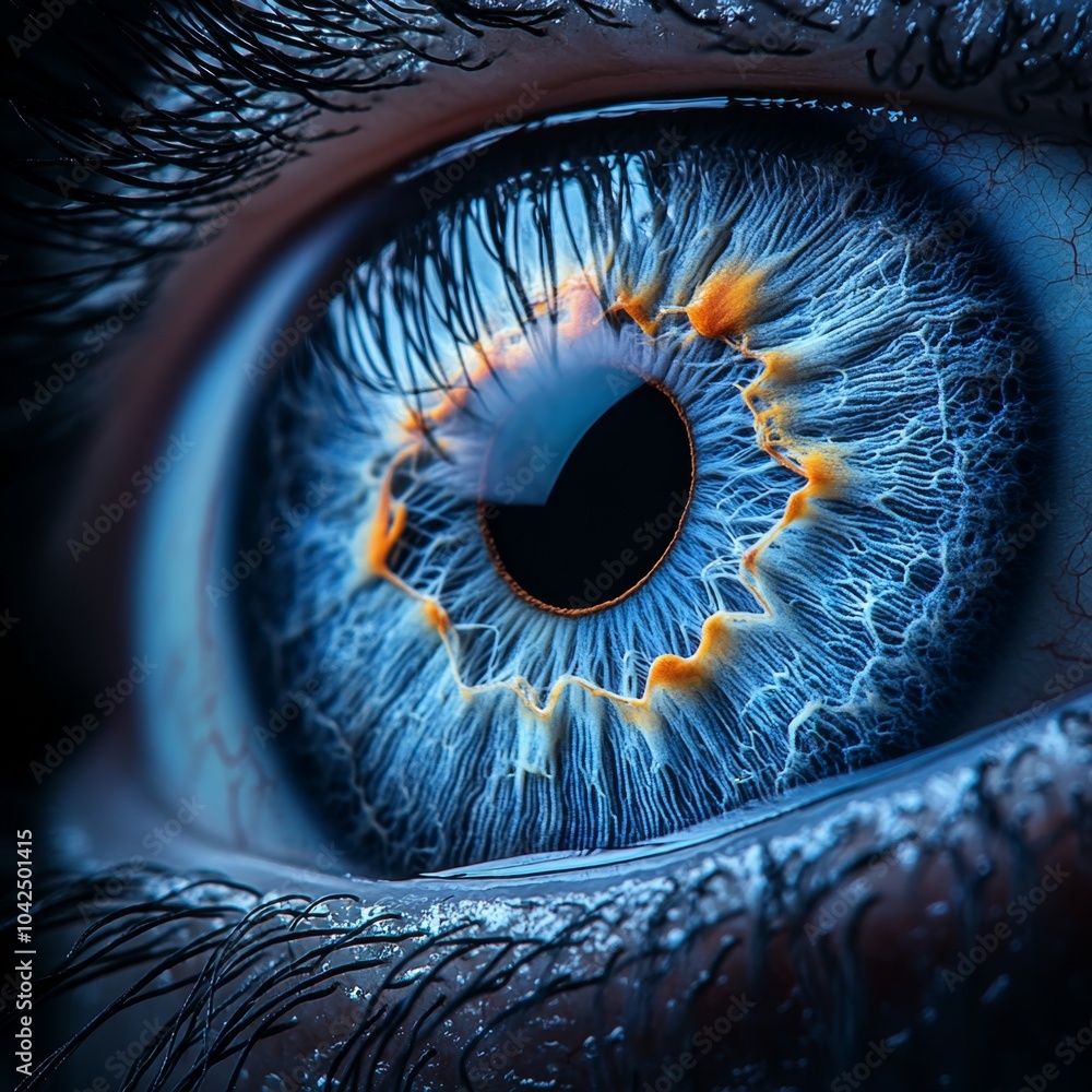 Foto Foto macro de un ojo azul, donde se nota la definición de la ...