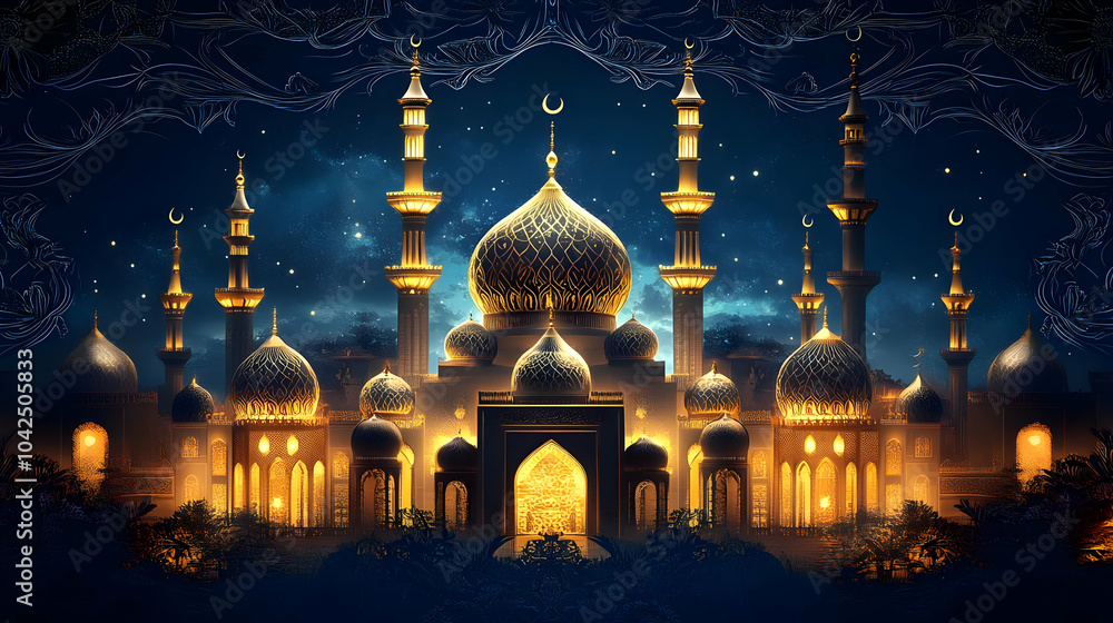 Mosque Architecture, Golden Domes, Night Sky, Islamic Art, Religious ...