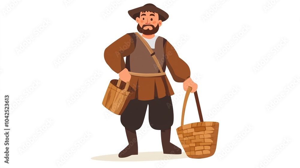 Medieval Peasant Icon: A Cartoon Vector Representation of a Man Peasant ...