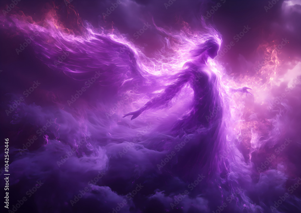 Violet angel, seventh ray of light (Archangel Zadkiel), representing ...