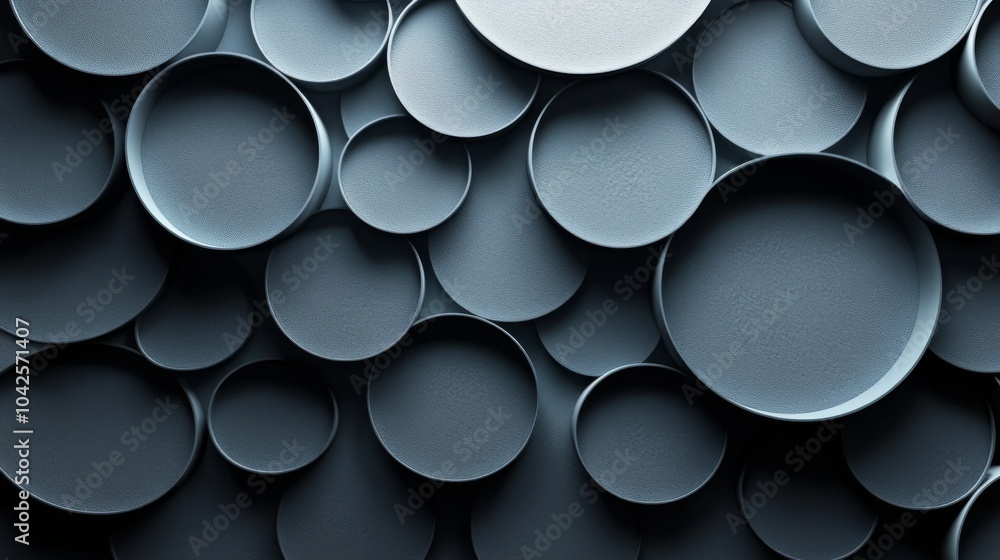 Various circular ceramic plates of different sizes are artfully ...