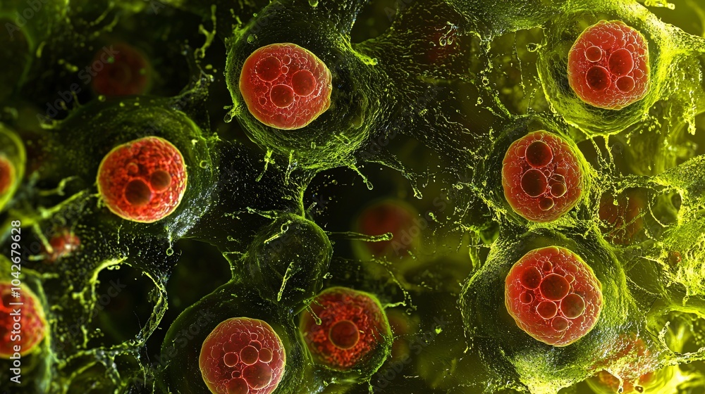 Algal Cysts and Active Cells Under Microscope Stock Illustration ...