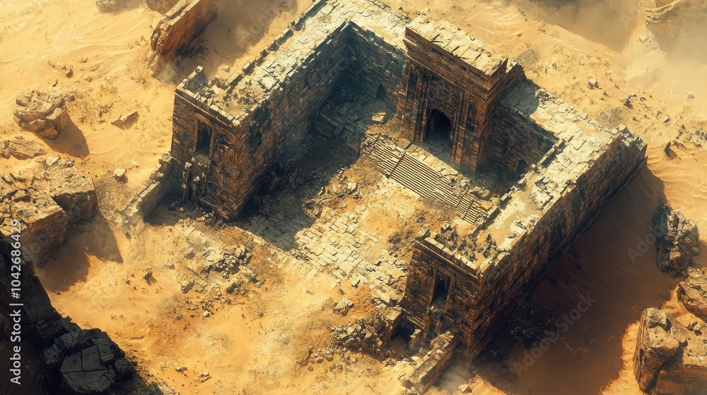 Epic DnD Battle Map of Desert Ruins with Collapsed Walls and Hidden ...