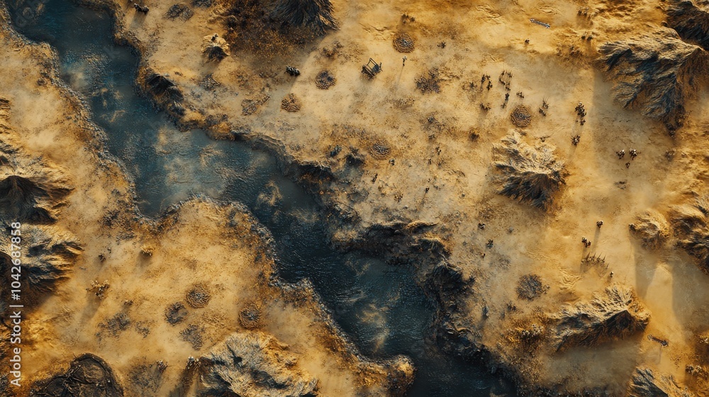 Wide Top-Down View of an RPG Medieval Battle Map Featuring Diverse ...
