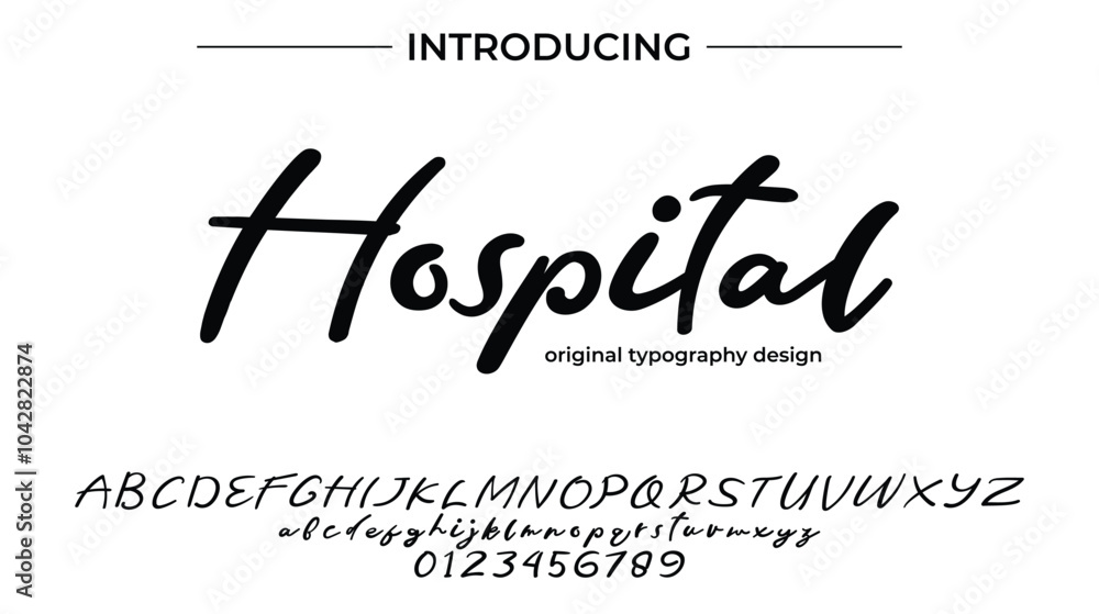 Hospital Font Stylish brush painted an uppercase vector letters ...