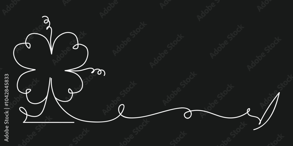 Clover flower banner for Saint Patrick day - good lucky symbol, single ...