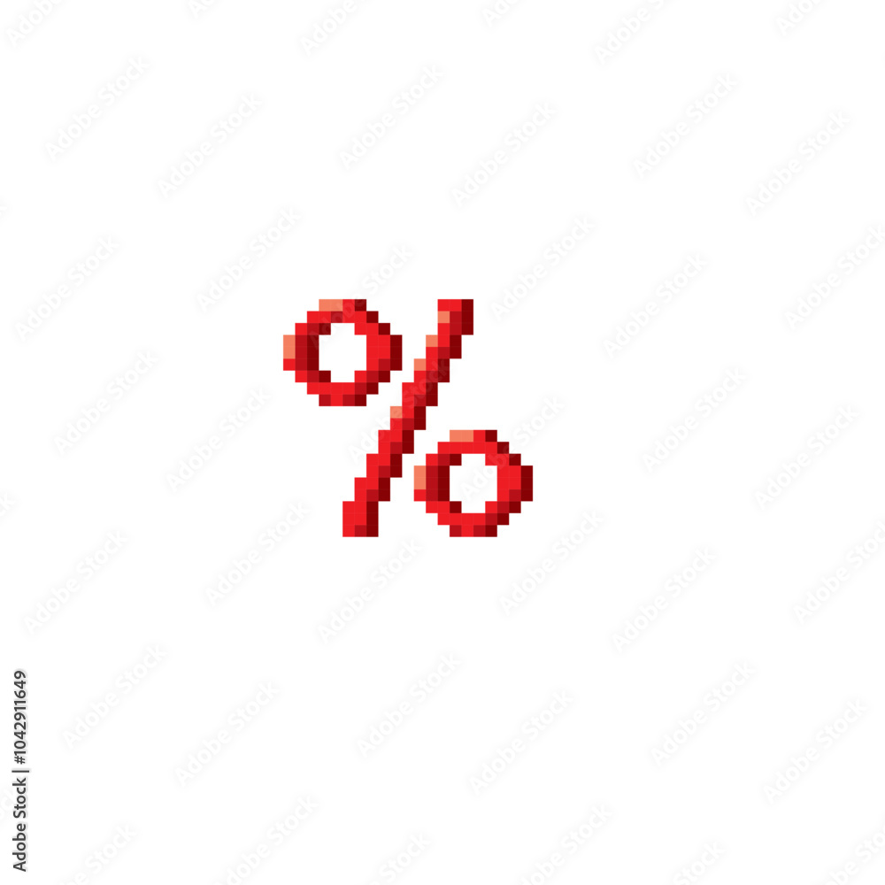 Red percent sign pixel art icon. Design for logo, web, mobile app ...