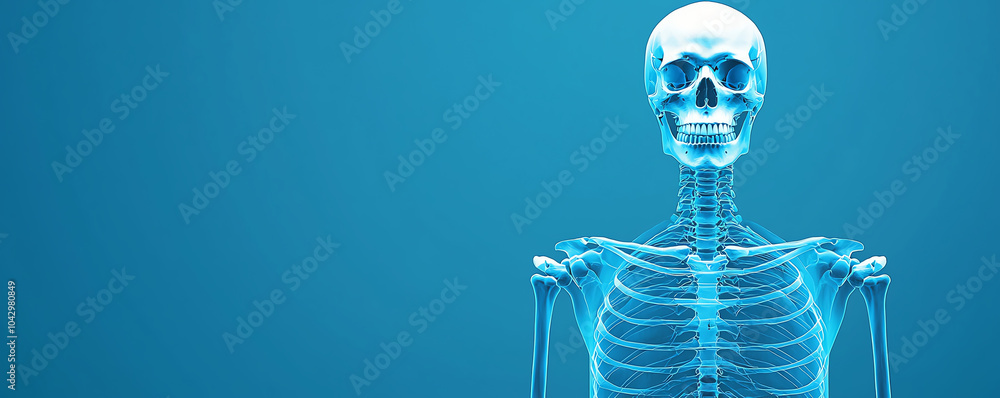 Abstract Xray of a human skeleton with realtime monitoring lines ...
