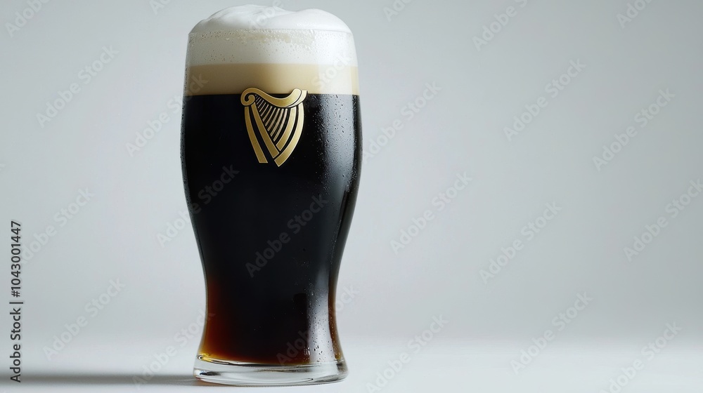 Perfectly poured Guinness with creamy head on white Stock Illustration ...