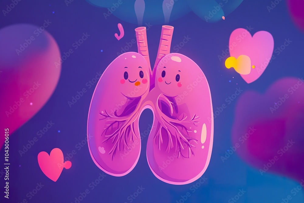 Cartoon Lungs with Happy Expression and Dynamic Design: Perfect for ...