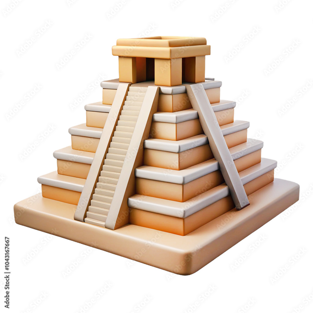 El Castillo Temple of Kukulcan Chichen Itza 3d cartoon style ...