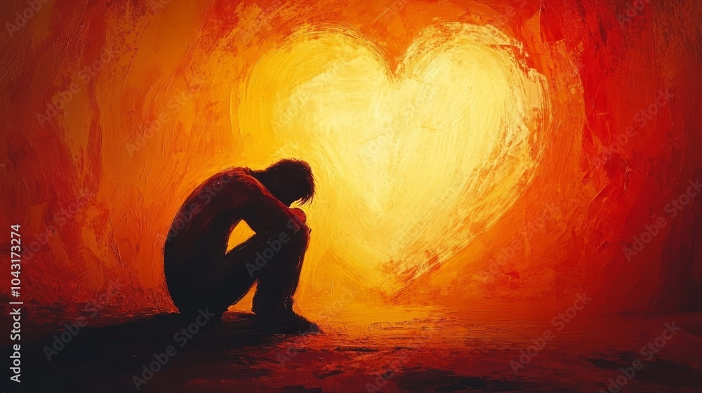 Ilustração A heartfelt representation of sadness exploring emotions of ...
