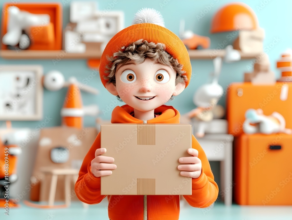 Whimsical 3D rendered image of an appealing animated protagonist ...